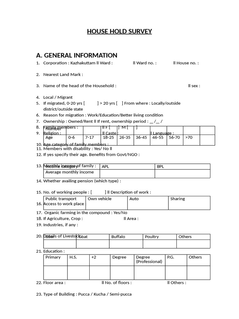 House Hold Survey | PDF