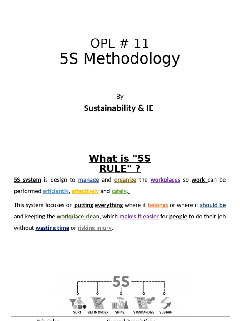 5S Methodology: Sustainability & IE | PDF