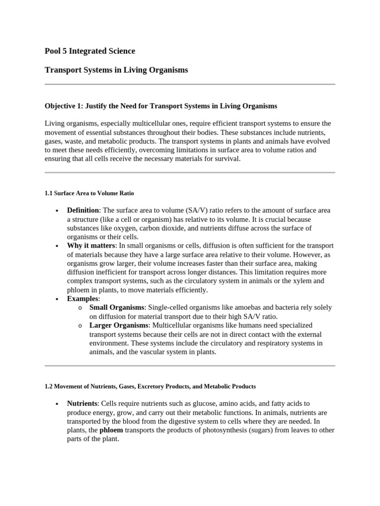 Transport Systems in Living Organisms | PDF | Diastole | Blood
