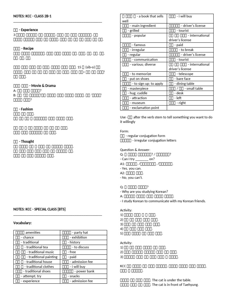 BTS Korean Notes | PDF