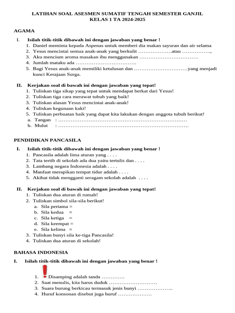 Latihan Soal Asts Ganjil | PDF