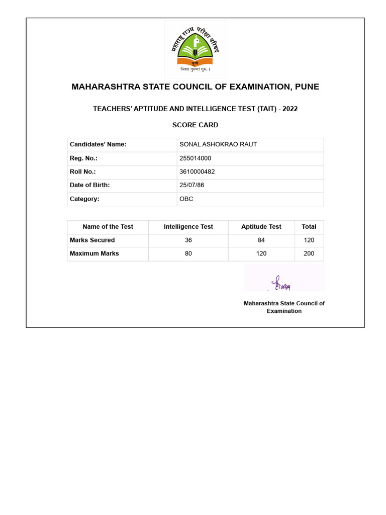 Teachers Aptitude and Intelligence Test (Tait) - 2022 | PDF