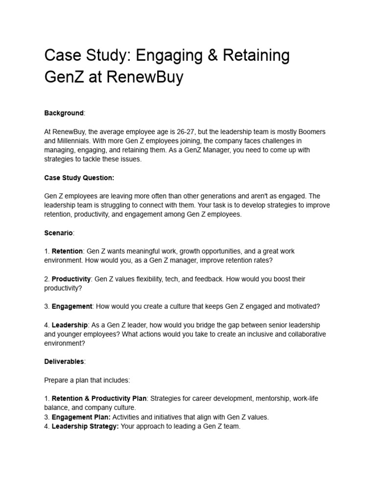 Case Study_ Engaging & Retaining GenZ at RenewBuy | PDF