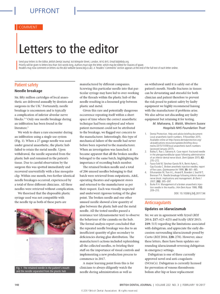 Patient Safety - Needle Breakage | PDF