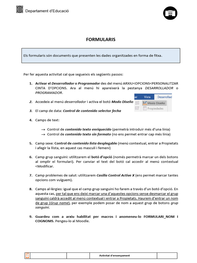 Actv Formulari 13 | PDF