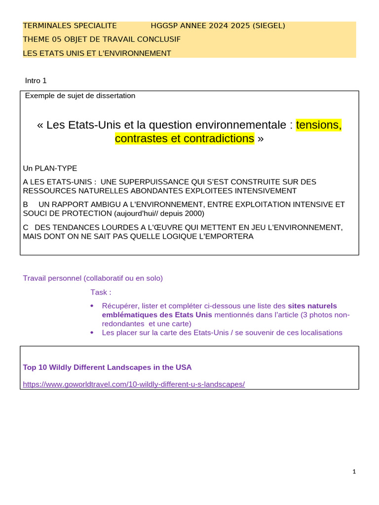TH05 HGGSP obj-conclusif-USA-et-environnement-2024 2025 | PDF
