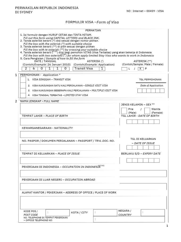 Form Pengajuan Visa Online PDF | PDF