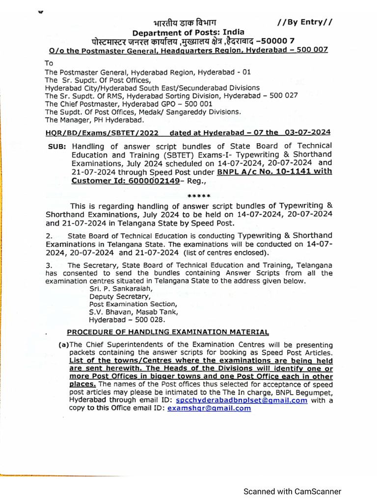 BNPL Instructions For TWSH Examinations, JULY 2024 | PDF