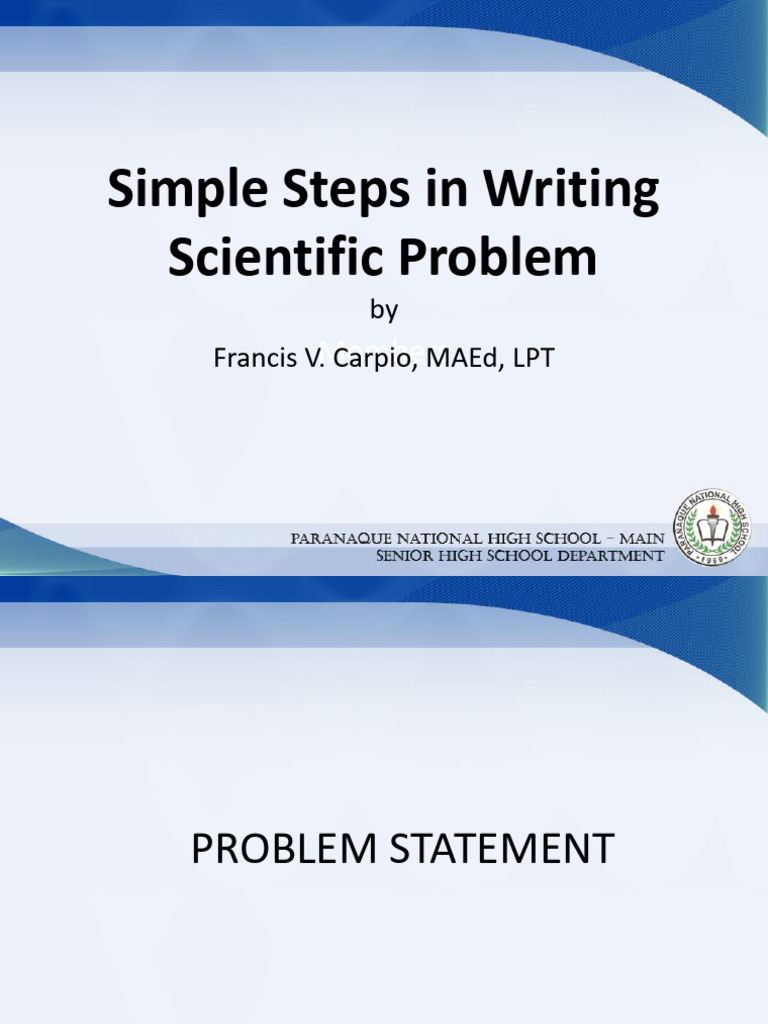 Writing Effective Scientific Problem Statements | PDF | Science ...