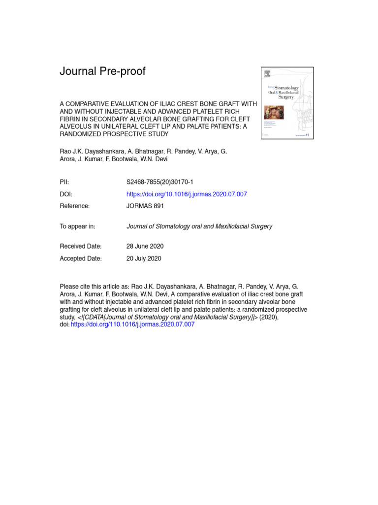 A Comparative Evaluation of Iliac Crest Bone Graft With and Without ...