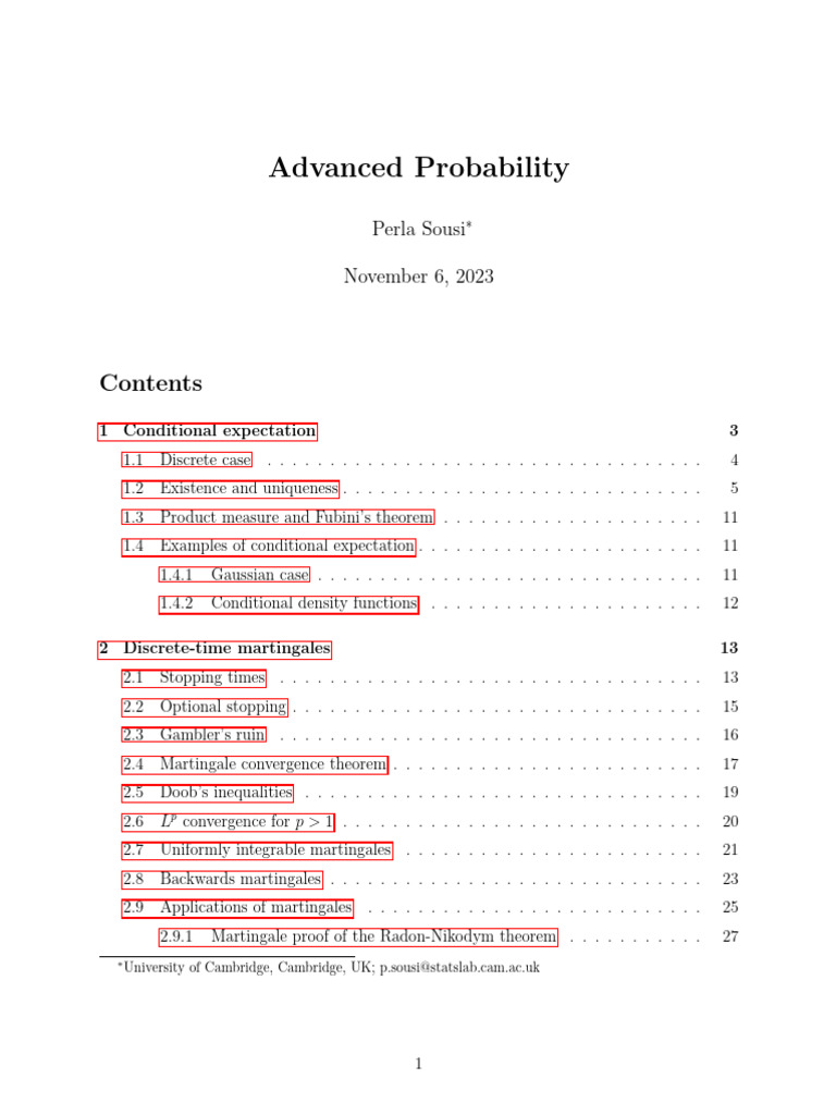 Advanced Probability | PDF Advanced Probability | PDF