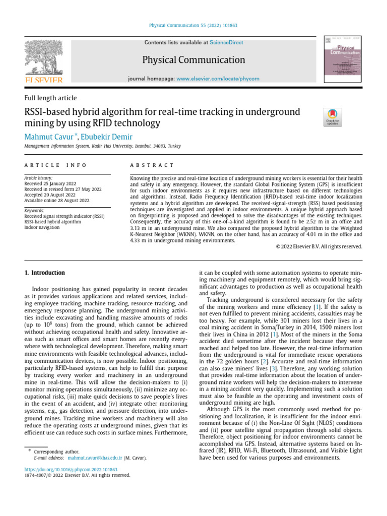 01 Rssi Based Hybrid Algorithm For Real Time Tracking In Underground Mining By Using Rfid 