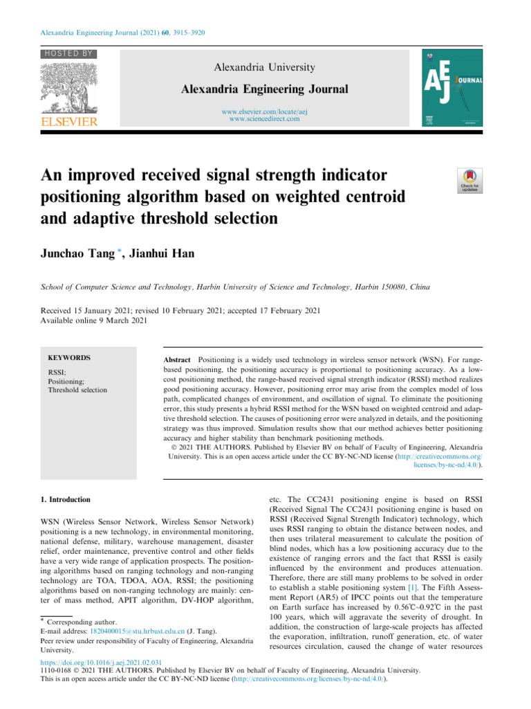 03 An Improved Received Signal Strength Indicator Positioning Algorithm Based On Weighted