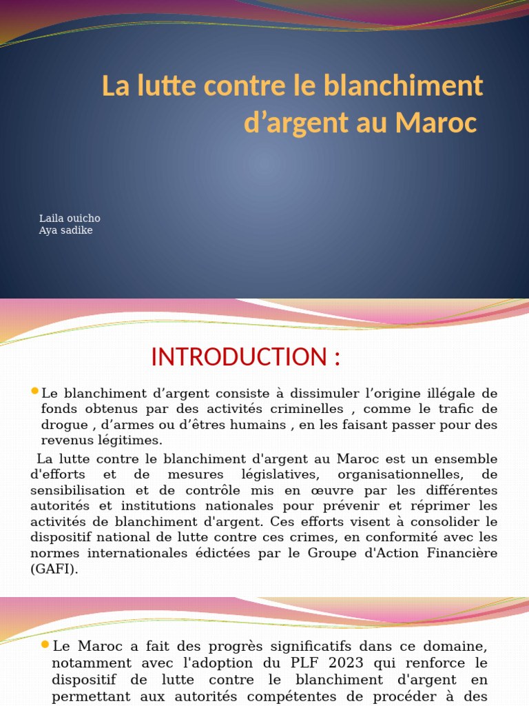 La Lutte Contre Le Blanchiment D'argent Au Maroc | PDF | Blanchiment d'argent | Crimes