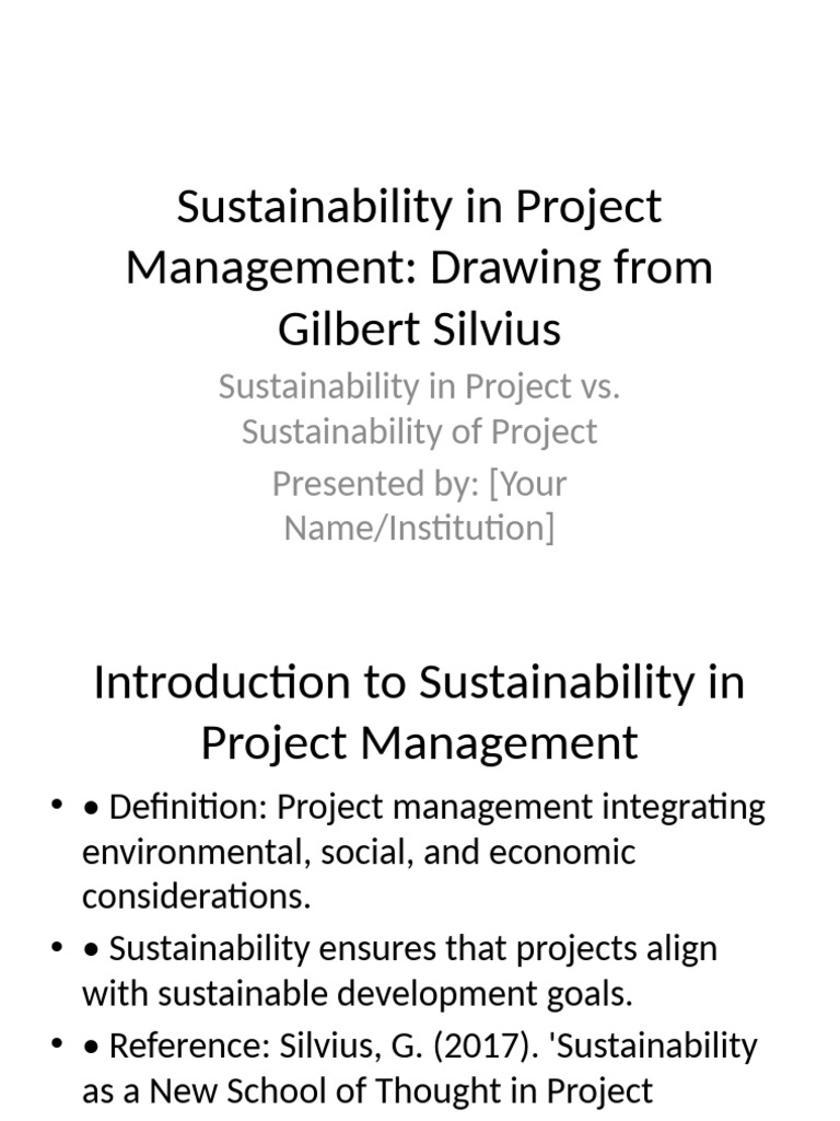 Sustainability in Project Management Silvius | PDF