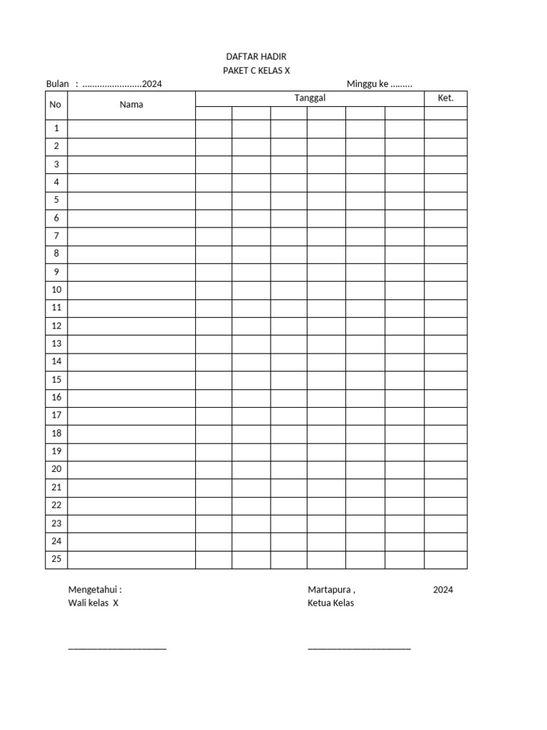 Absen Murid 24 | PDF