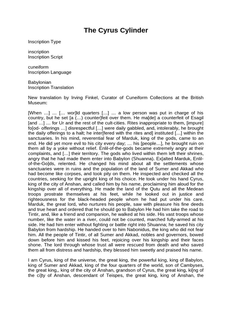 The Cyrus Cylinder | PDF