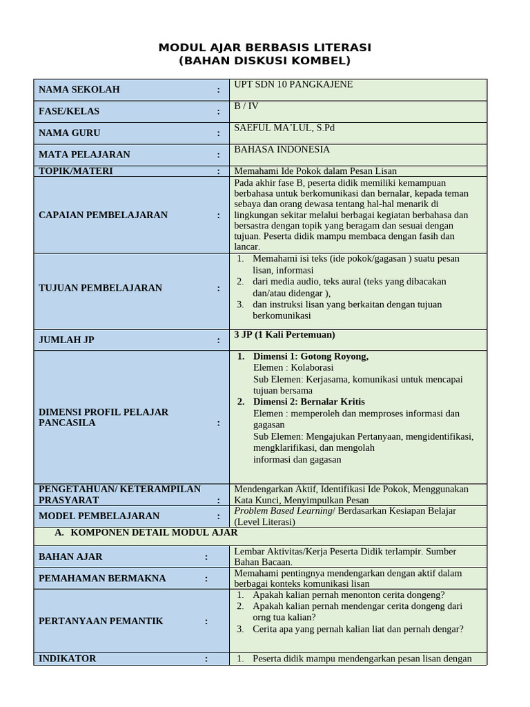 Modul Ajar Literasi | PDF
