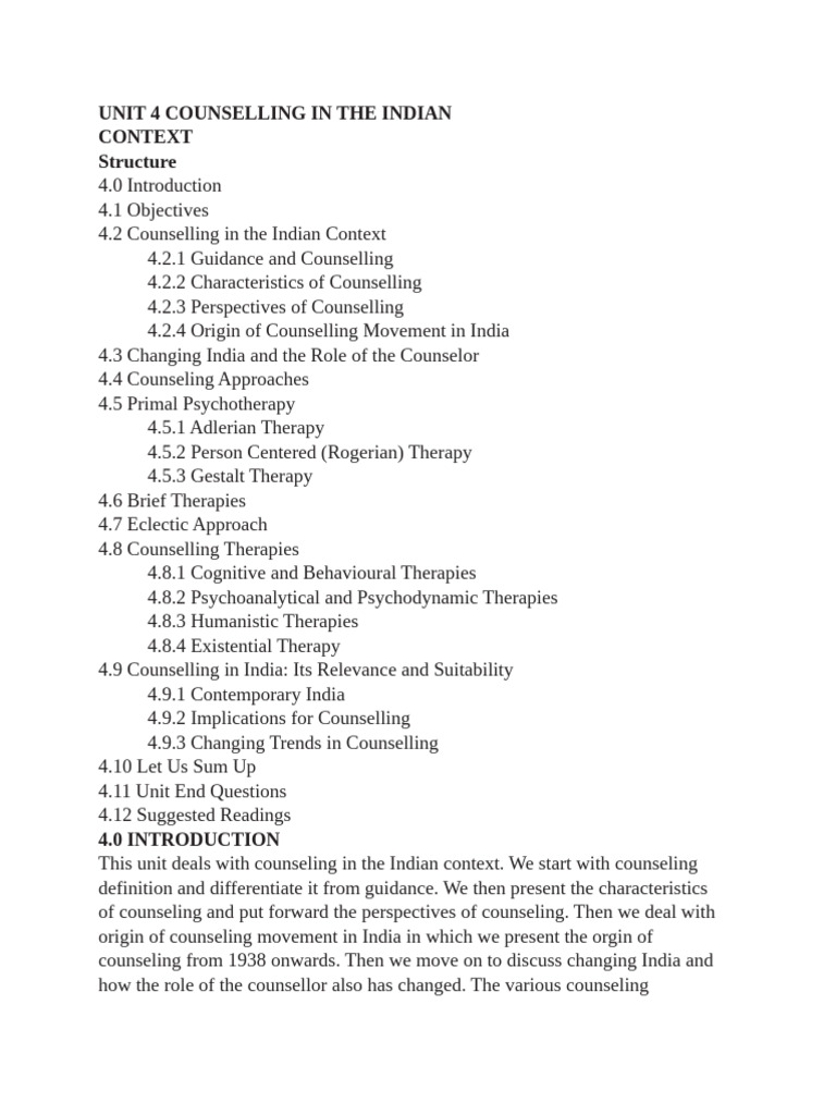 Counseling in Indian Context | PDF