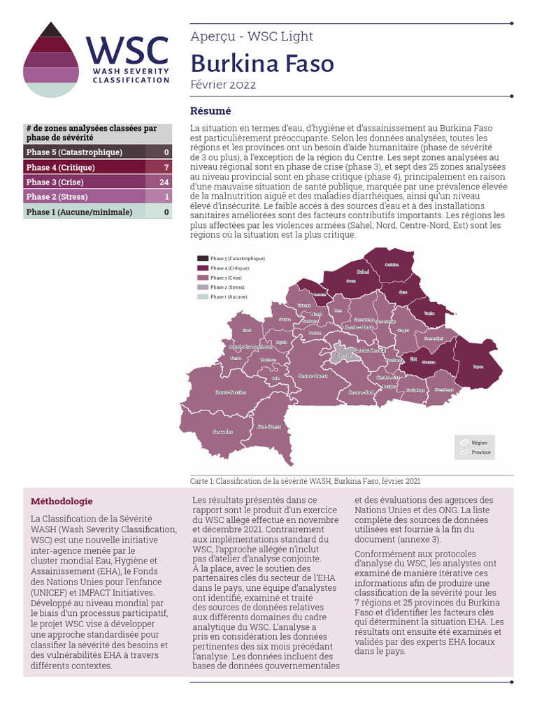 REACH GLO Burkina Faso WASH Severity Classification WSC Light Report ...