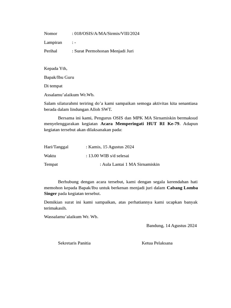 Surat Undangan 17an | PDF