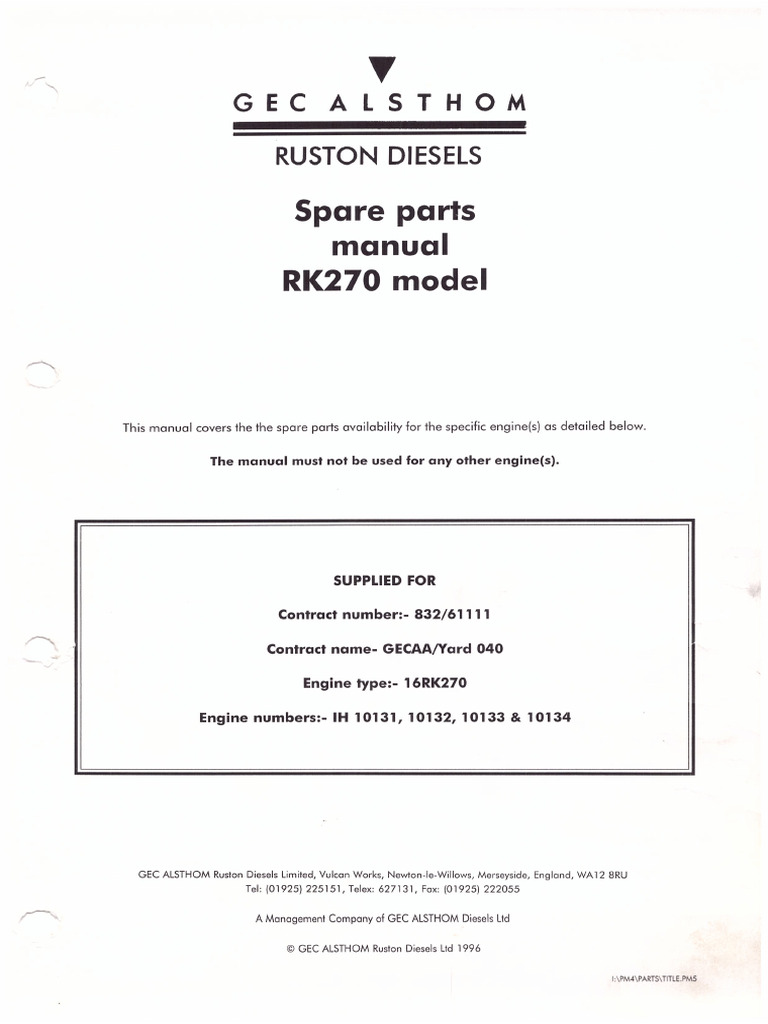 RUSTON Spare Parts Manual | PDF