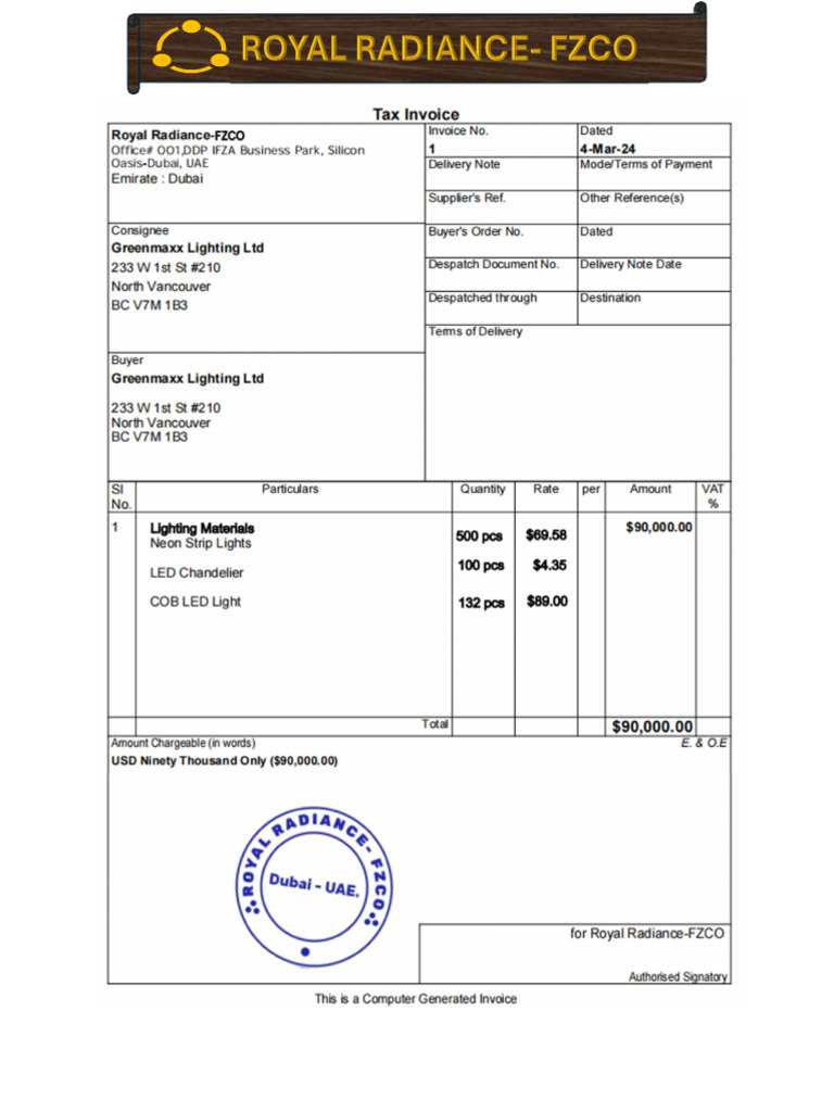 Royal Radiance Invoice New2 | PDF