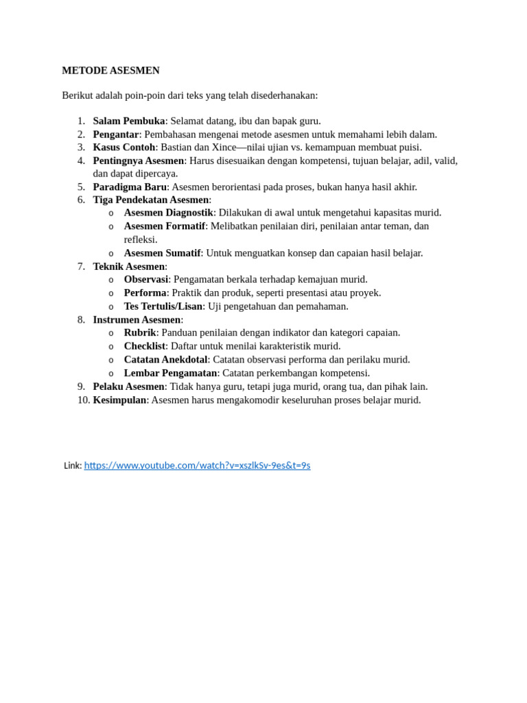 Metode Asesmen | PDF
