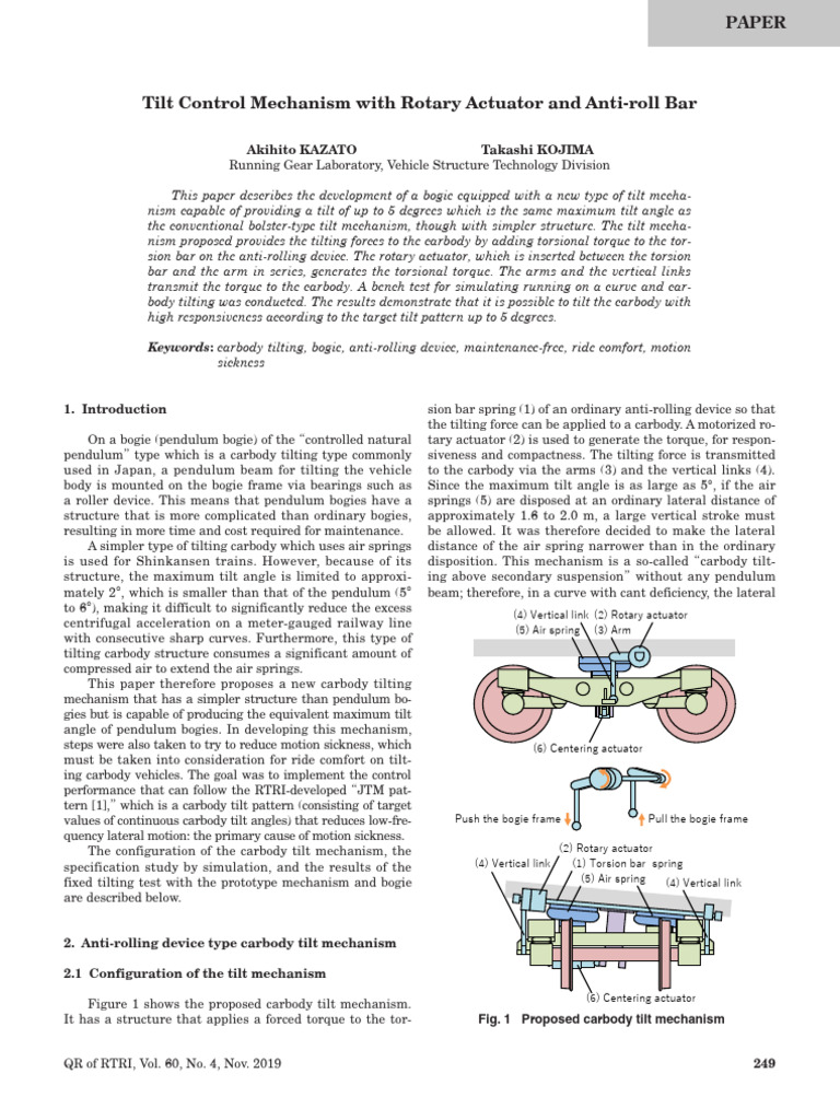 Tilt Control Mechanism With Rotory Actuator and Anti Roll-Bar | PDF