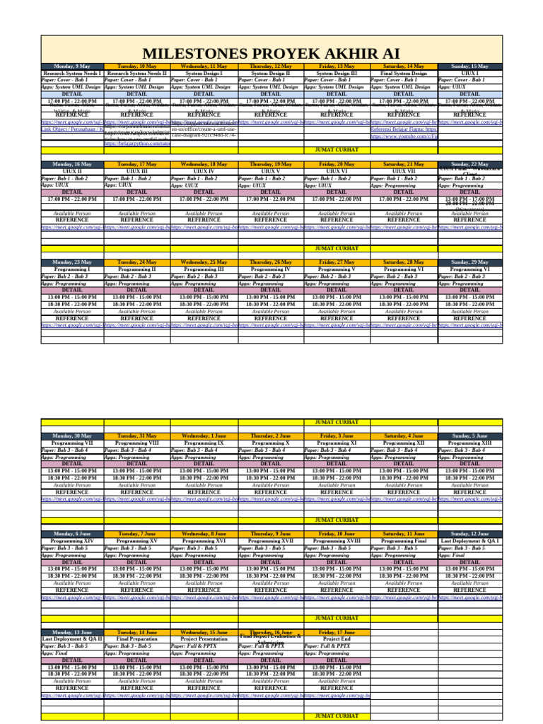 Jadwal Kerja Proyek Akhir-1 | PDF