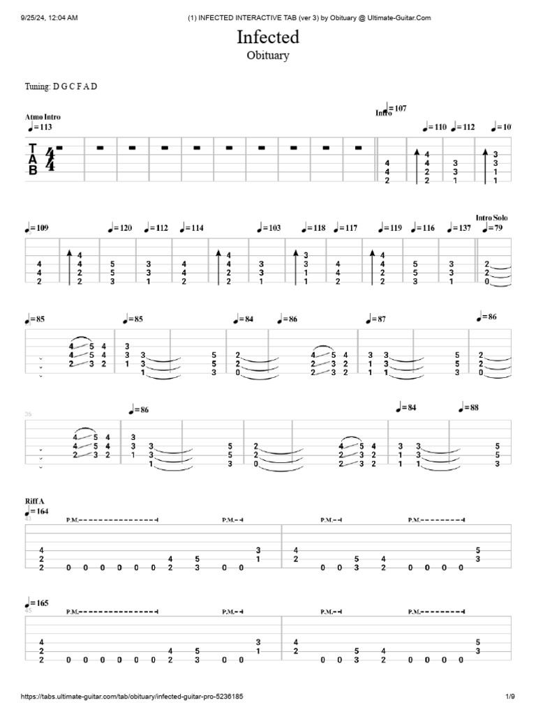 INFECTED INTERACTIVE TAB (Ver 3) by Obituary @ | PDF
