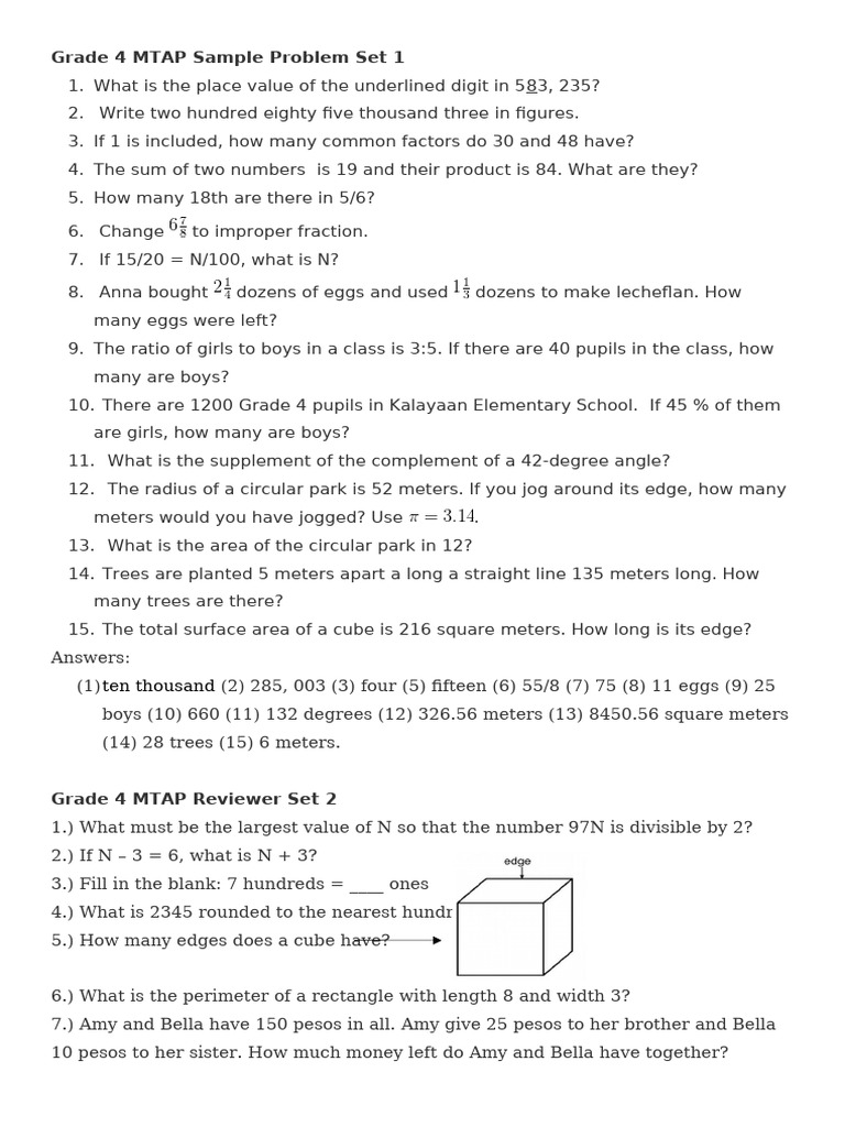 MTAP Reviewer Grade 4 | PDF