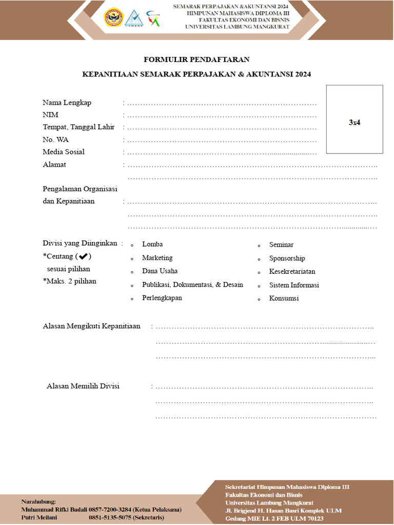 Formulir Open Recruitment Sp&a 2024 | PDF