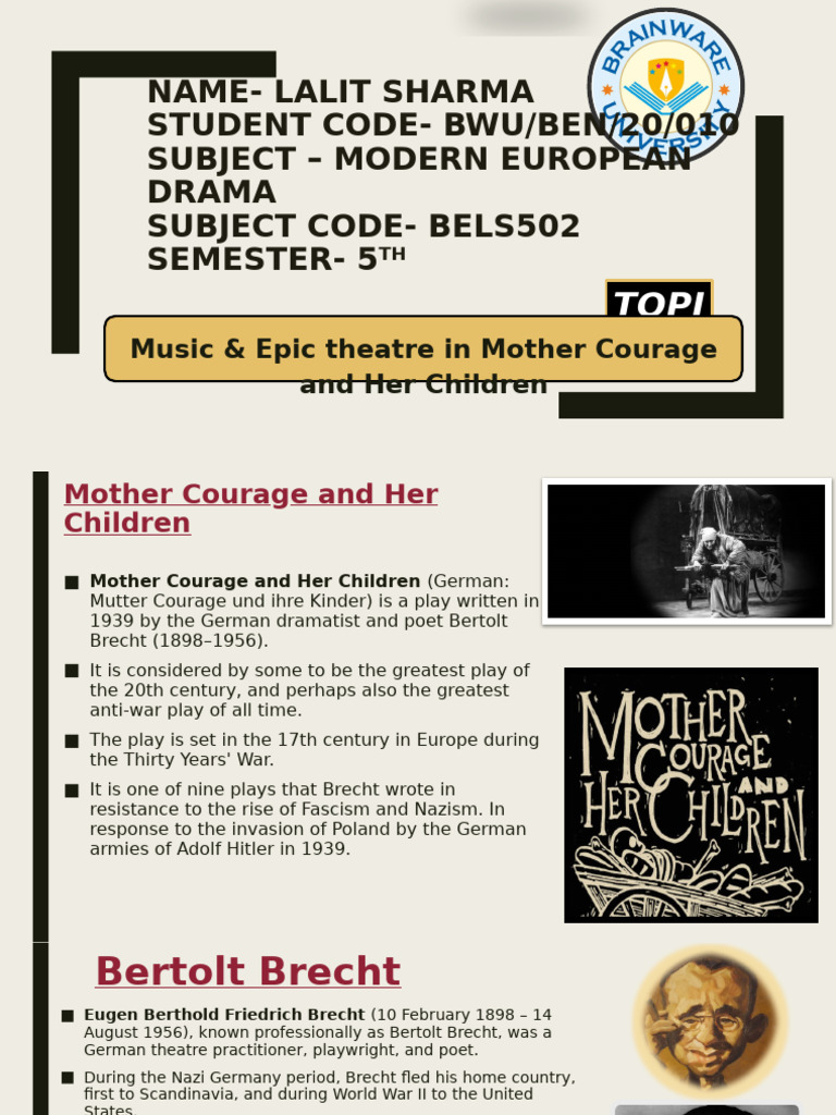 Music and Epic Theatre in Mother Courage BELS502 by LALIT SHARMA BHARATIYA | PDF | Performing ...