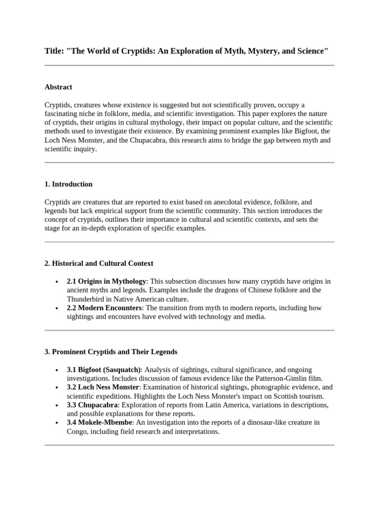 The World of Cryptids | PDF