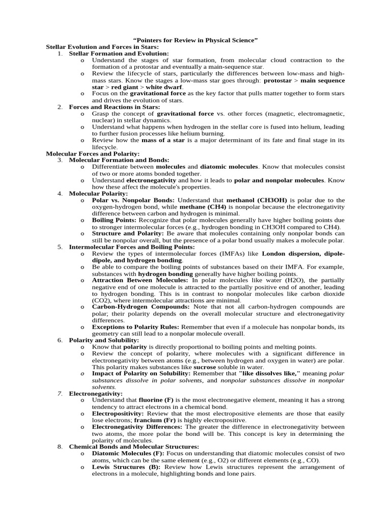 Reviewer in Physical Science 12 HUMSS | PDF