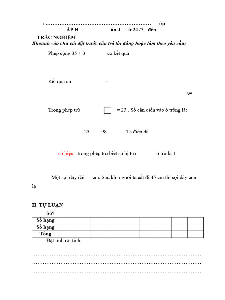 Tuan 04 -TOÁN hè | PDF
