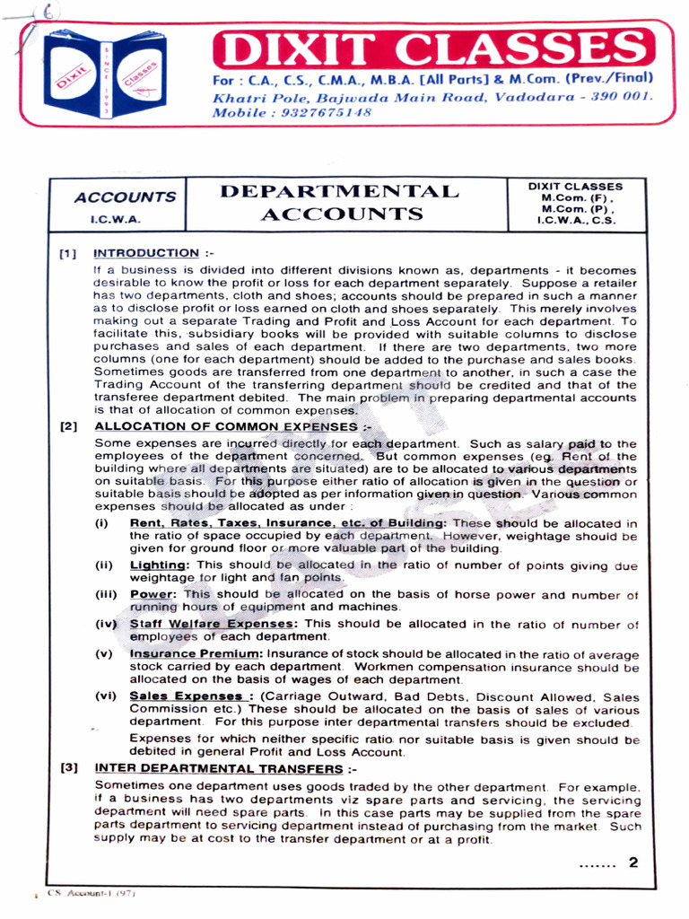 Departmental Accounts | PDF