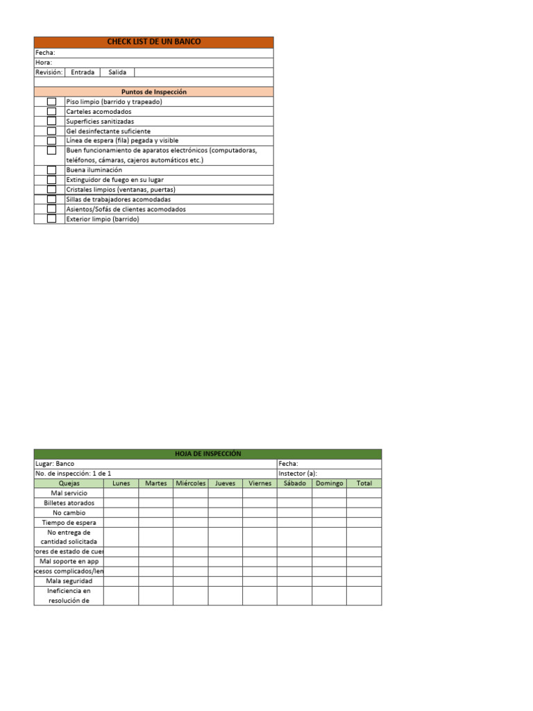 Check List Banco - CEC | PDF