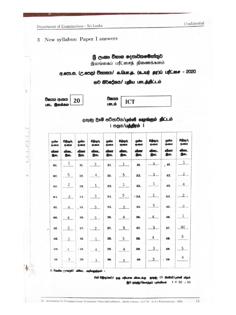 Al Ict Marking Scheme 2020 New | PDF