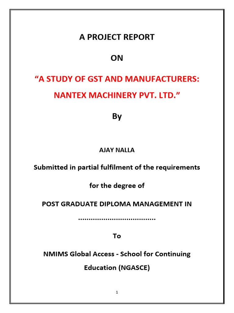 Ajay Nmims Project Report | PDF
