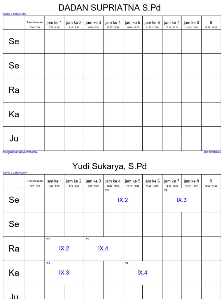 Jadwal Per Guru 2024-2025 Oke 2 | PDF