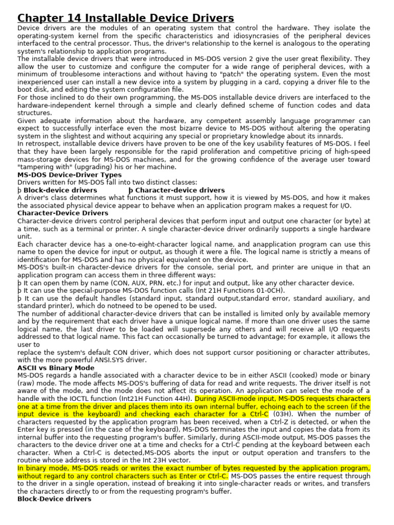Chapter 14 Installable Device Drivers | PDF