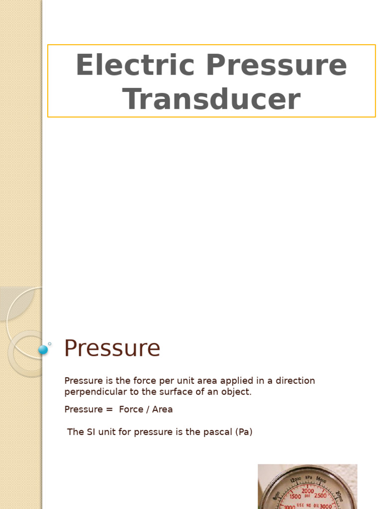 Electric Pressure Transducer | PDF