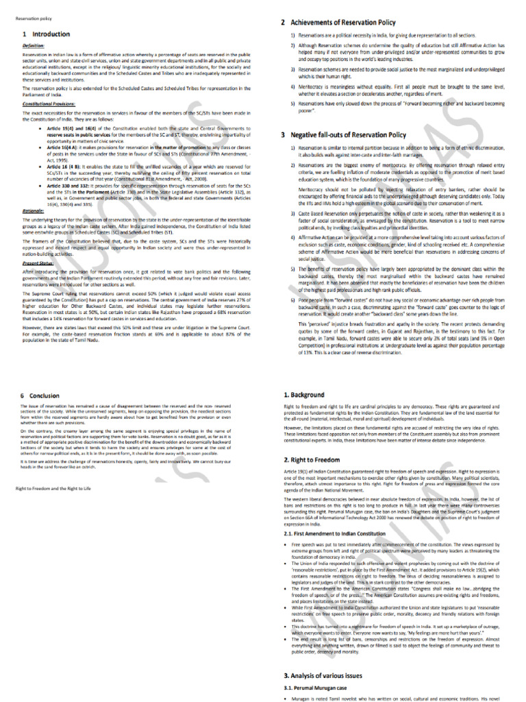 Reservation Policy | PDF