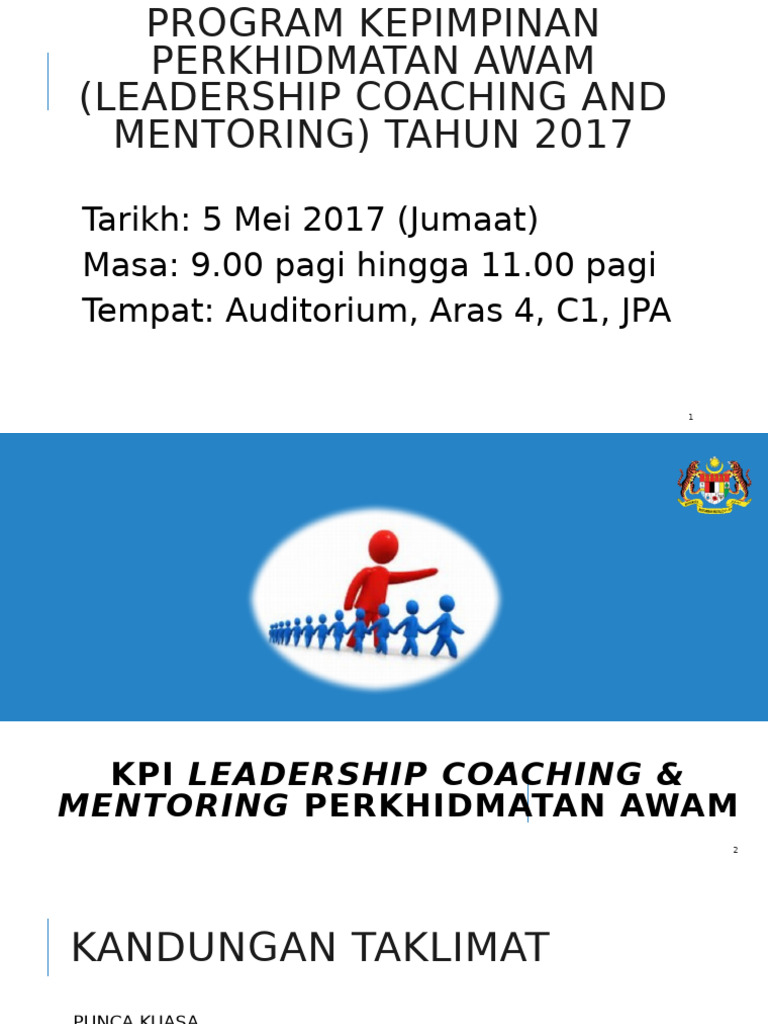 01.pembentangan Leadership Coaching Mentoring Dalam Perkhidmatan Awam (PB 1 | PDF