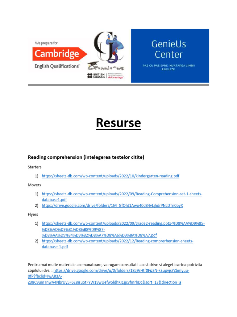 Resurse Educationale GenieUs | PDF