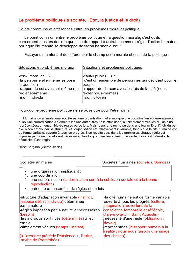 Le Problème Politique Cours | PDF