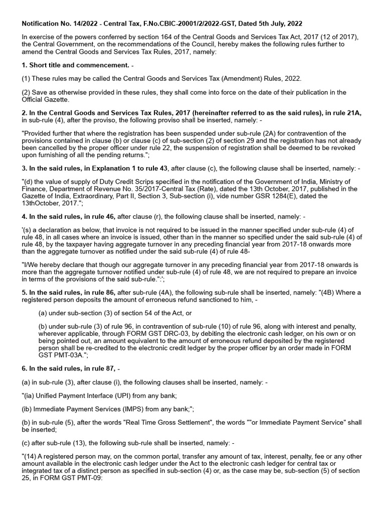Notification 14 2022 | PDF