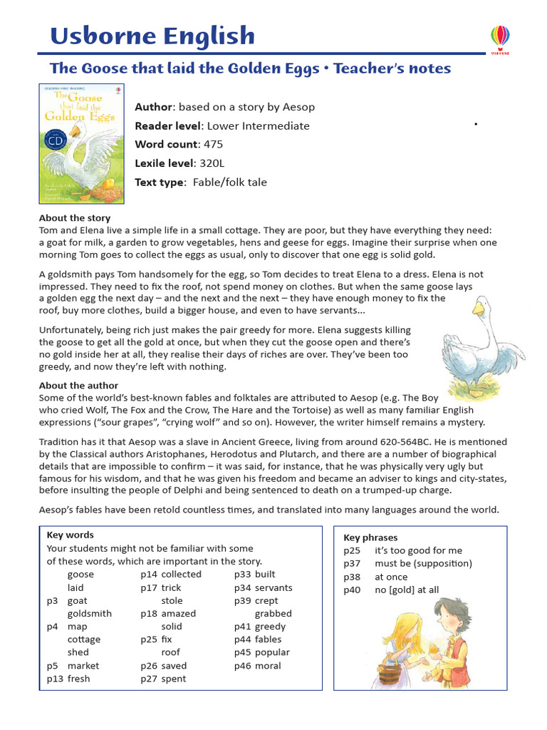 Goose Golden Eggs Teachers Notes | PDF